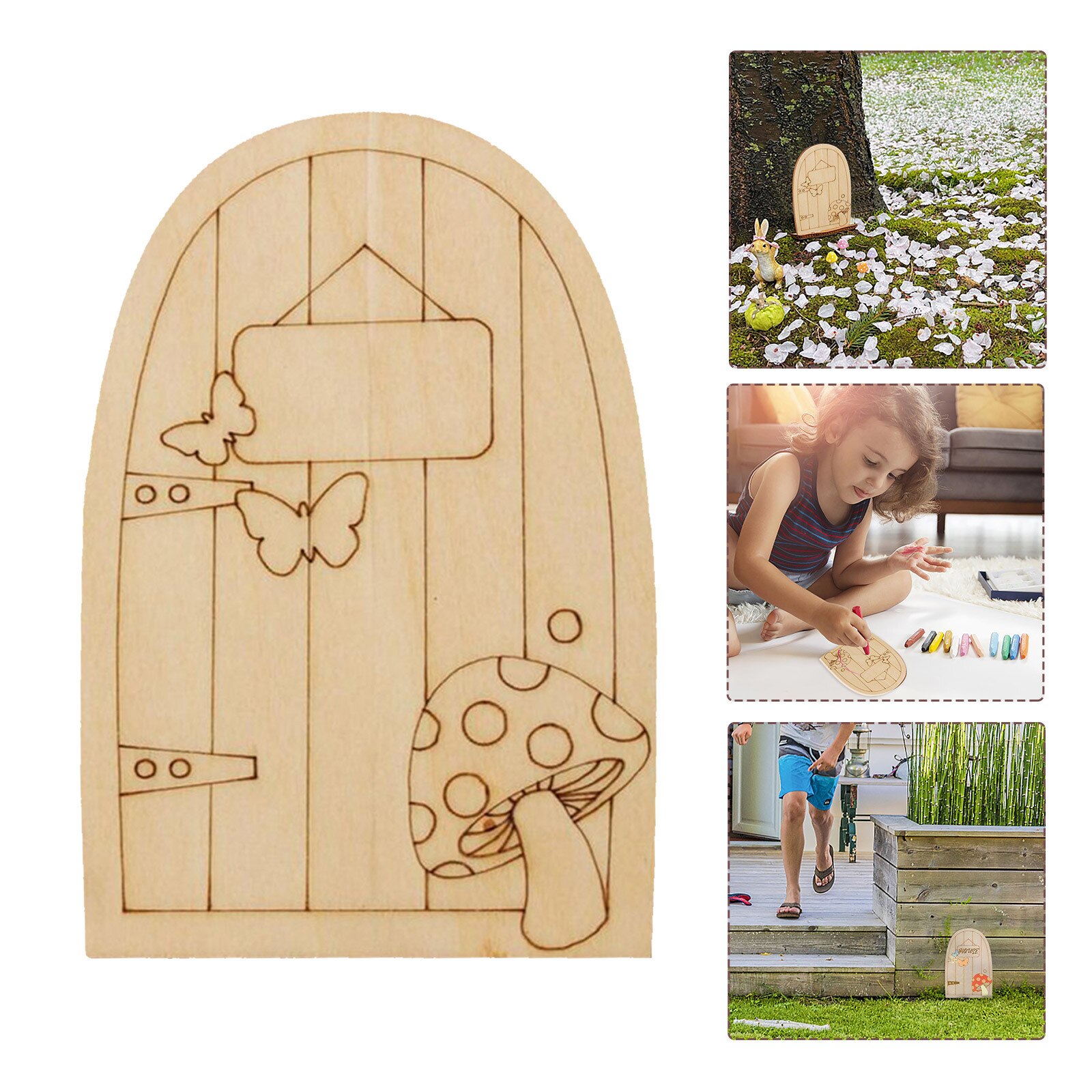2mm 3D Wooden Fairy Garden Door Hand Made DIY Door... – Grandado