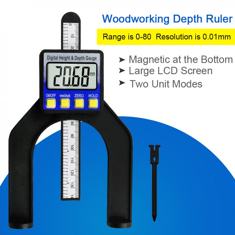 0-80mm Digital Depth Gauge Thickness Gauge LCD Hei... – Grandado