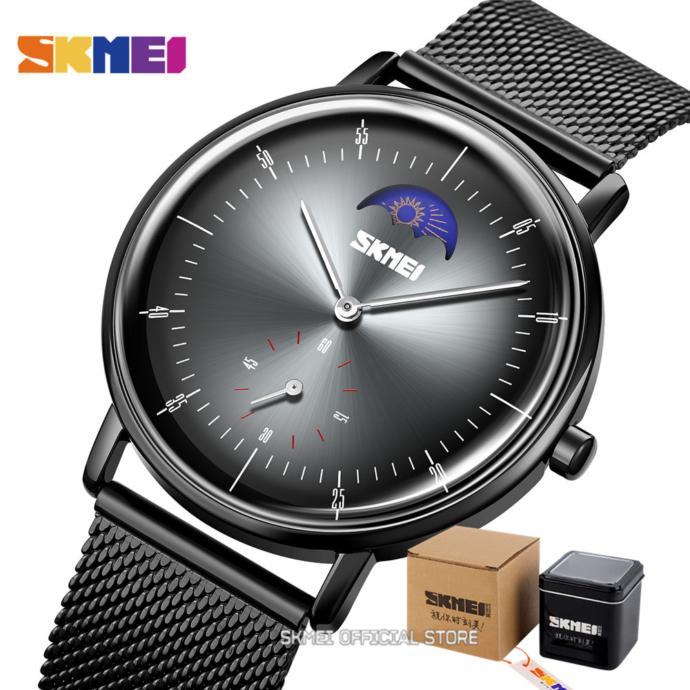 SKMEI Moon Phase Quartz Watch Mens Male Wristwatch... – Grandado