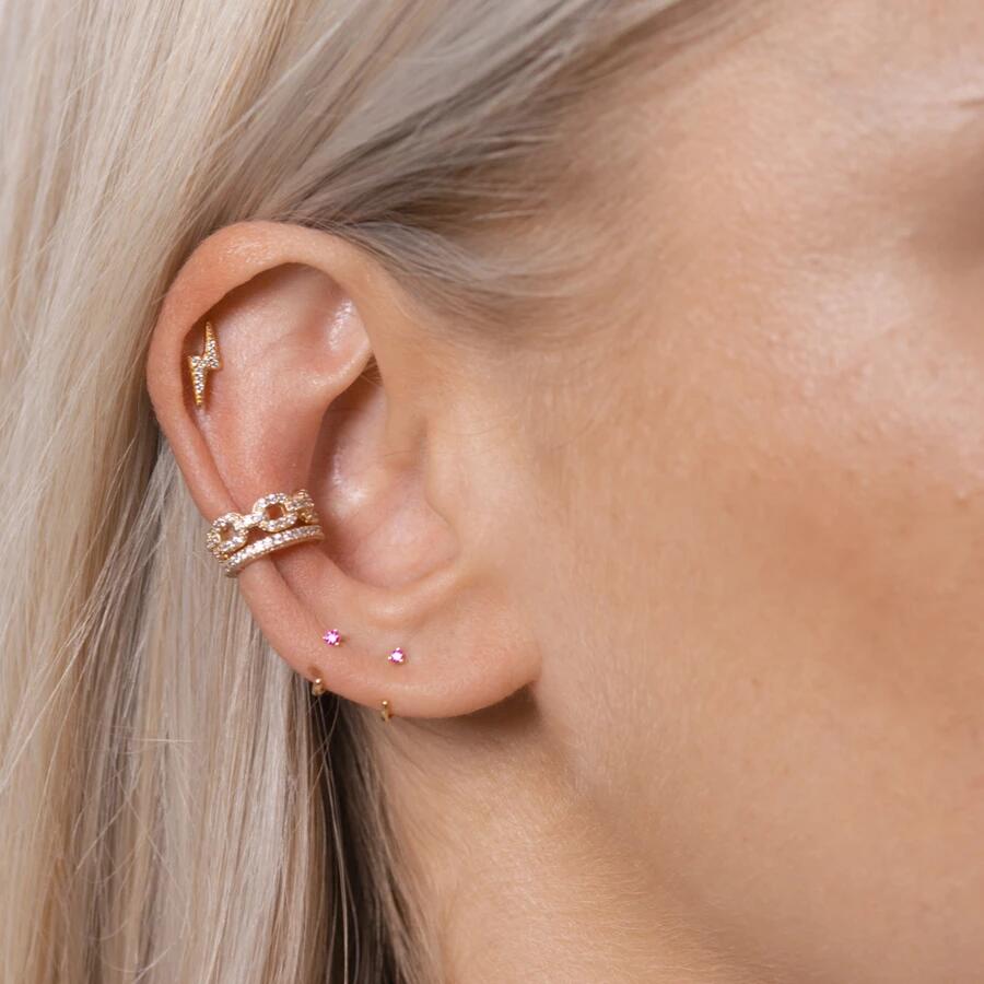 no piercing earring 1 PIECE Gold filled micro pave... – Grandado