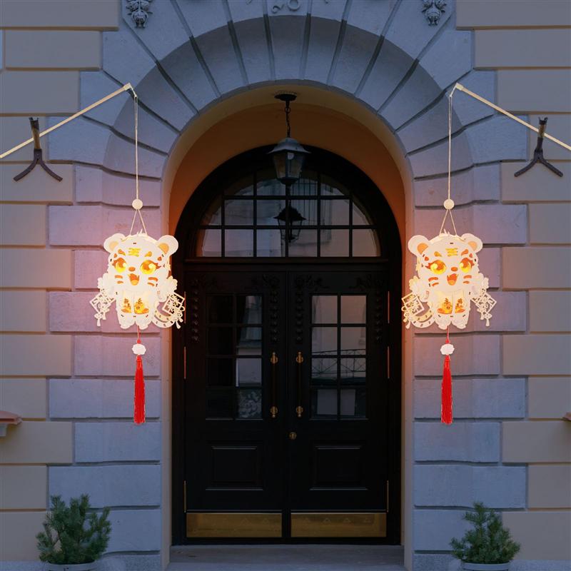Tiger Shaped Lantern Pendant Luminous Wooden Lante... – Grandado