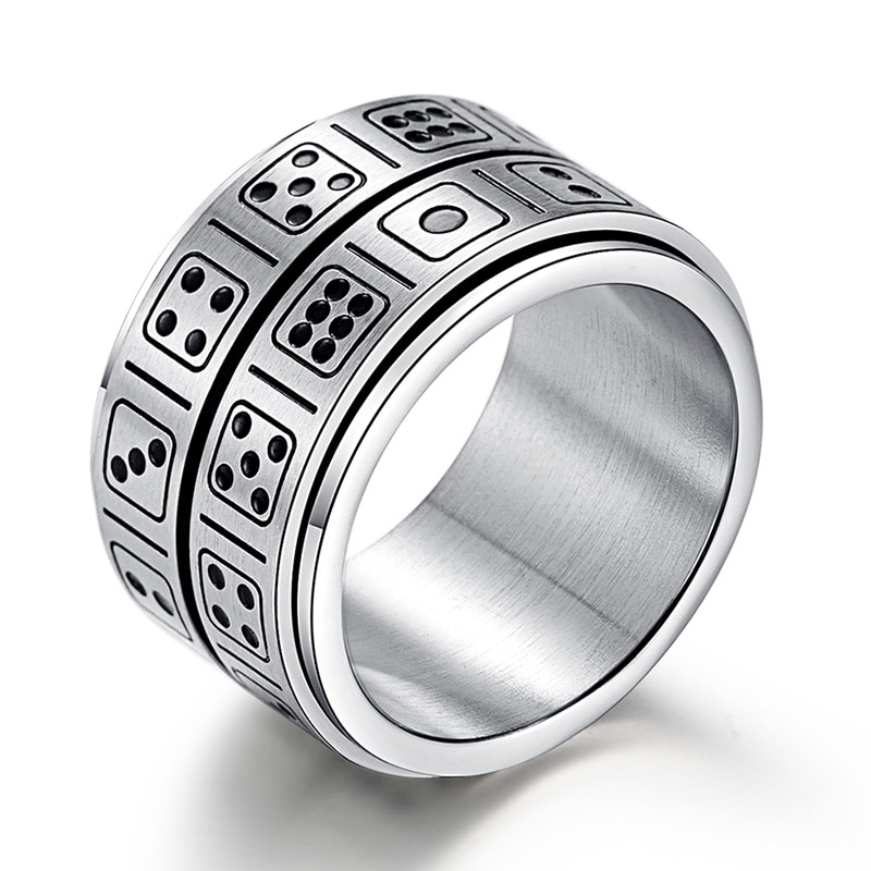 Dobbelt lag terning spinner fest ring sølv farge s... – Vicedeal