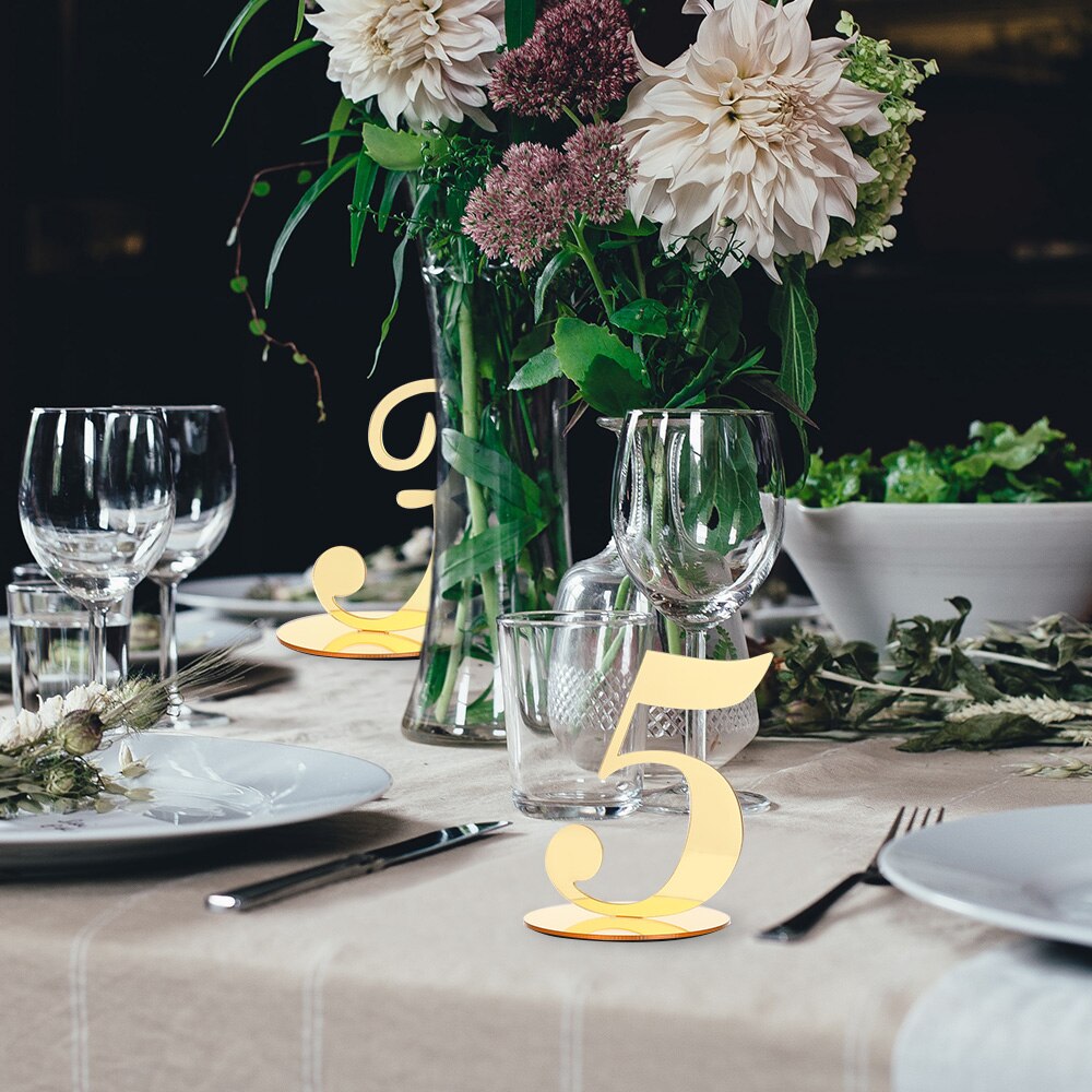1pc Acrylic Table Numbers DIY Romantic Gold Table ... – Vicedeal