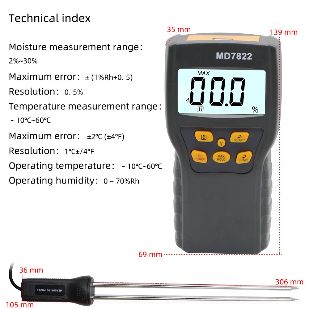 MD7822 Digitale Lcd Display Graan Hygrometer Therm... – Vicedeal