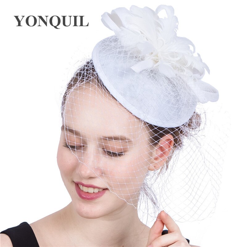 16 färger brudnät fest fascinator hatt vit blomma ... – Grandado