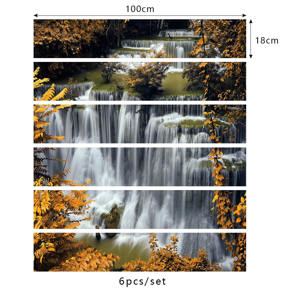 Canyon Waterfall Staircase Sticker Stairs Decorati... – Grandado