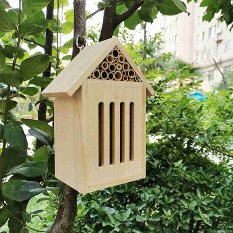 Bee House Attracts Peaceful Bee Pollinator Wooden ... – Grandado