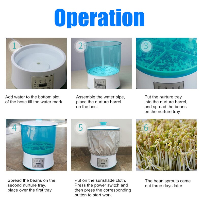 220V EU Plug Bean Sprouts Machine Grow Automatic T... – Grandado