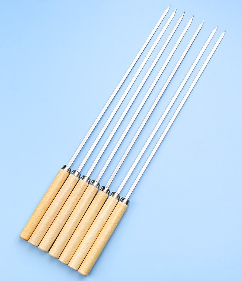 SS BBQ Sticks with Wooden Handle Barbecue Heat Ins... – Vicedeal