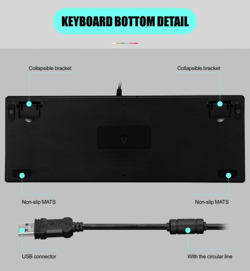 Gaming Mechanical Keyboard Blue Red Switch 87key U... – Grandado