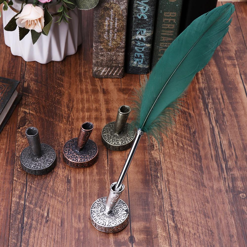 Vintage Metal Round Insertion Pen Holder for Feath... – Grandado