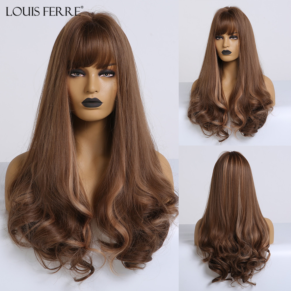 LOUIS FERRE Long Ombre Brown Honey Synthetic Wig w... – Grandado