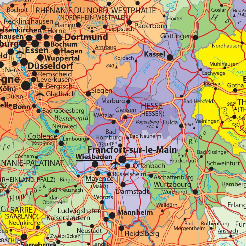 150*100 cm The Germany Transportation Map Politica... – Grandado