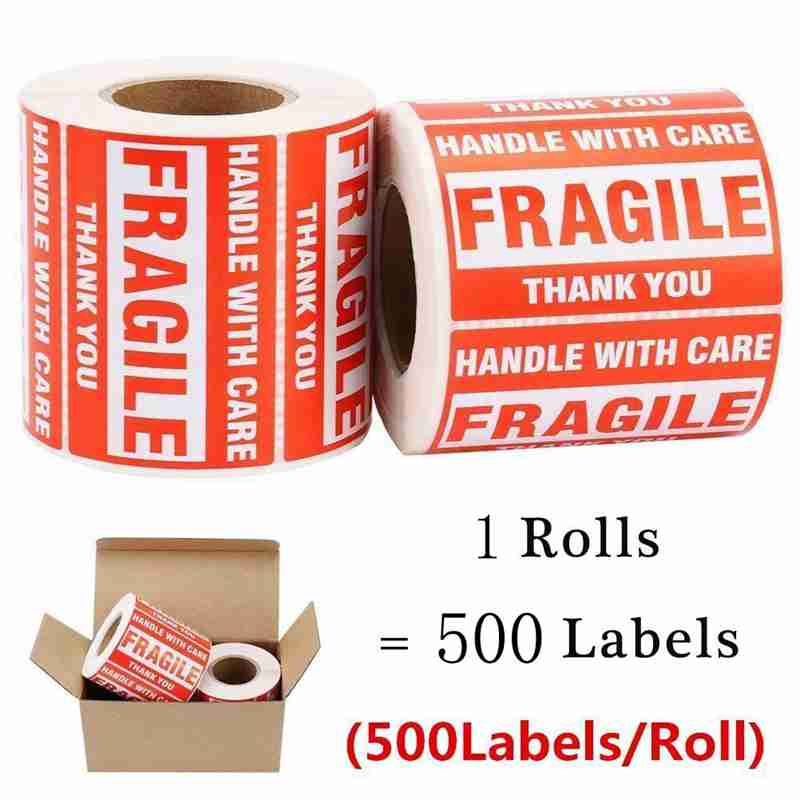 1 Roll/500Pcs Fragile Warning Sticker Handle With ... – Grandado