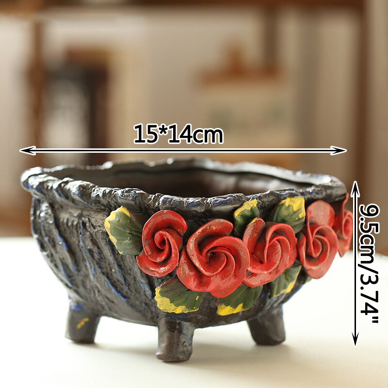 Vintage Hand Painted Rose Pattern Ceramic Flower P... – Grandado