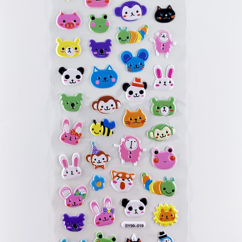 3 Sheets/set 3D Bubble Puffy Cartoon Animal Head D... – Grandado