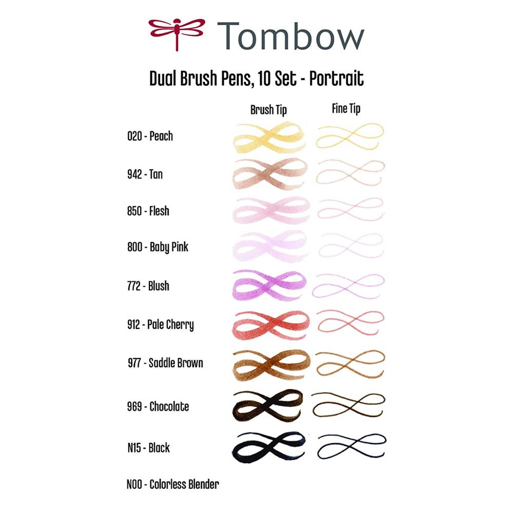 Tombow Dual Brush Pen Art Markers Portrait 10 Colo... – Vicedeal