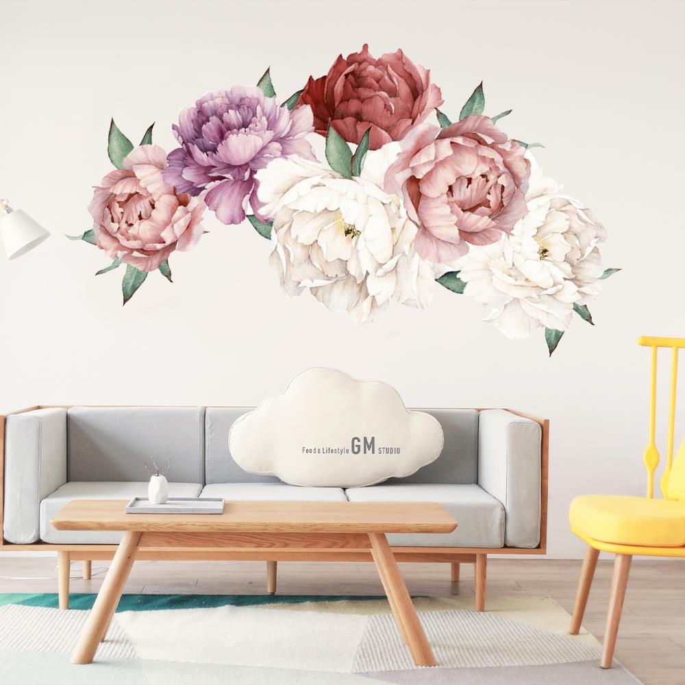Flower Wall Sticker Peony Flowers Bathroom Bedroom... – Grandado