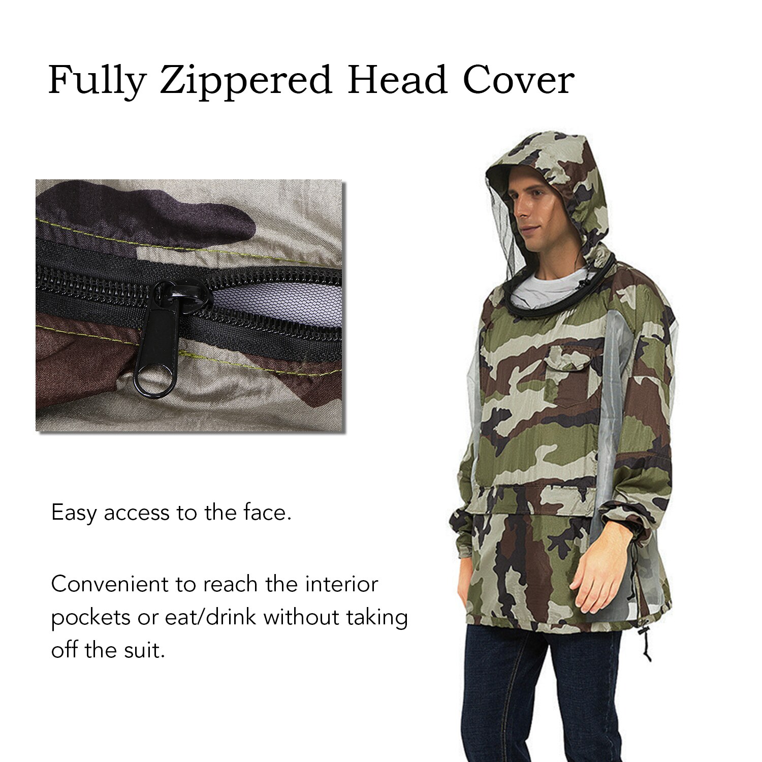 Breathable Bug Jacket with Zippered Hood Mosquito ... – Vicedeal