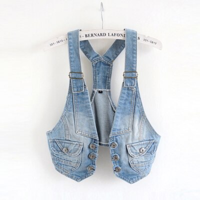 Dames vest denim jas cool bovenkleding slank mouwl... – Vicedeal