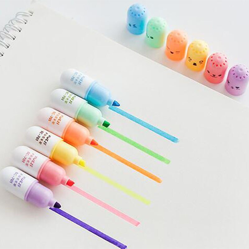1 set / lot , Cute Capsule Highlighter , Six Color... – Grandado