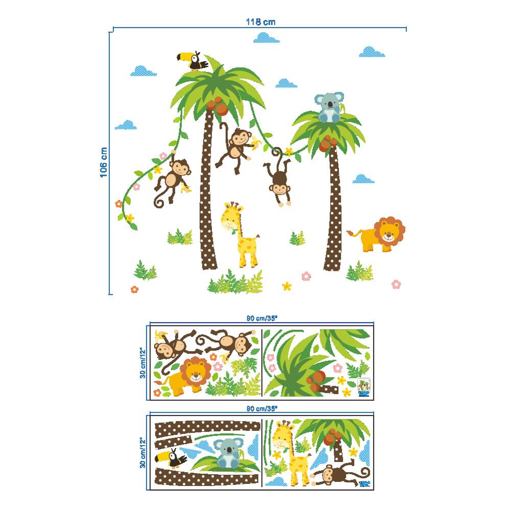Giraffe Lion Monkey Palm Tree Forest Animals Muurs... – Vicedeal
