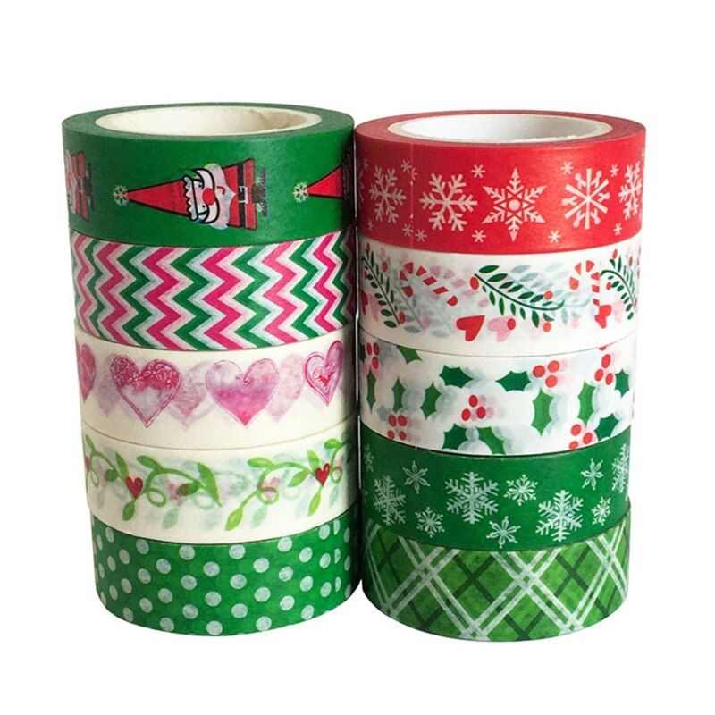 10 Rolls Christmas Washi Tapes Snowflake Pattern f... – Grandado