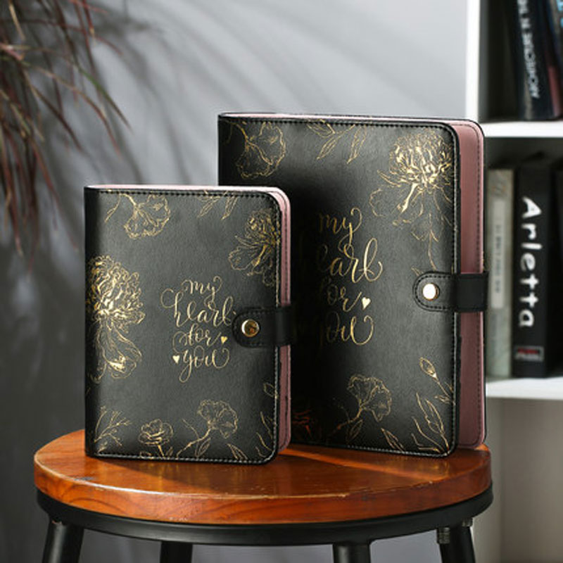 Yiwi 2022 Black A5 PU Leather DIY Binder Notebook ... – Vicedeal