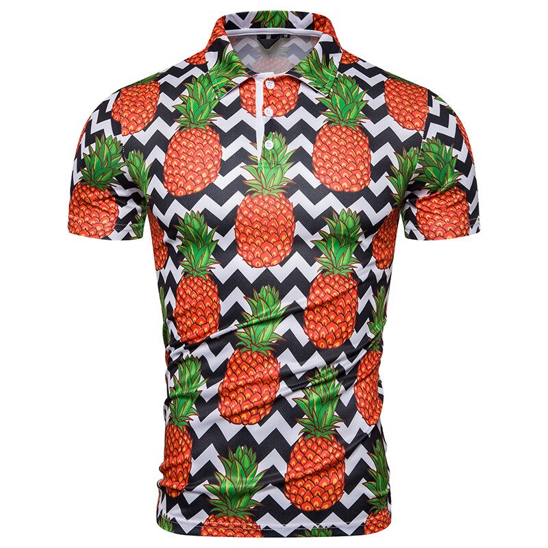 Summer Men's Polo Cotton Polo Fruits Pineapple Shi... – Grandado