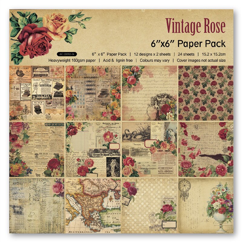 24 sheet 6"X6" vintage rose pack the flo... – Vicedeal