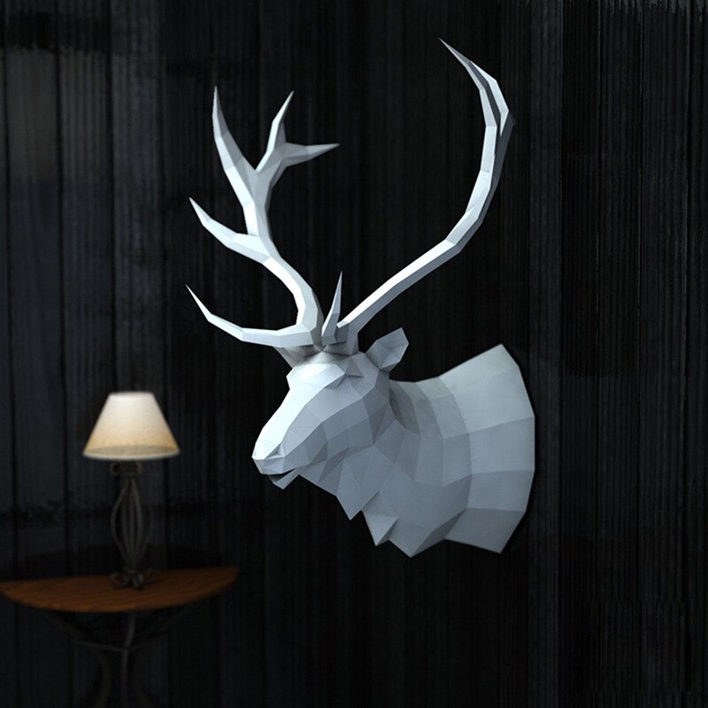 3D Paper Model Elk Head Geometric Origami Modern C... – Grandado