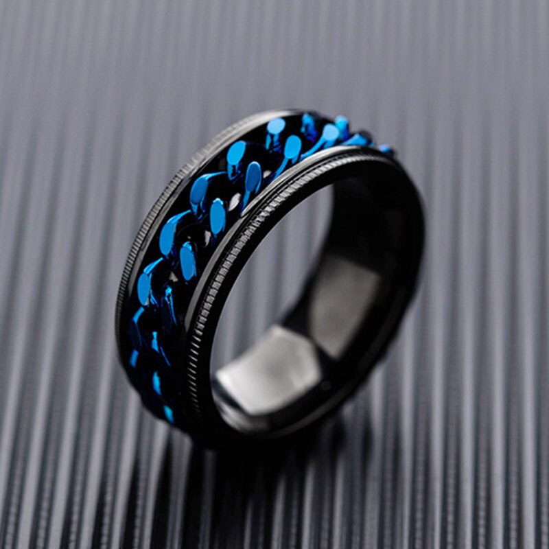 Glamour Men's Black Stainless Steel Blue Chain Str... – Grandado