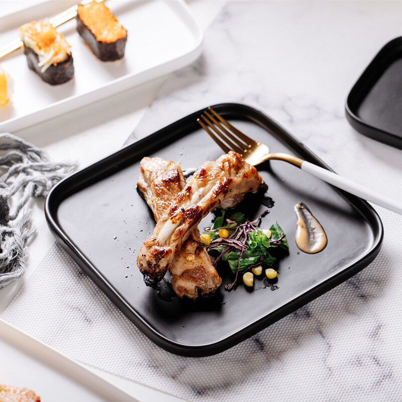 Square Ceramic Gold Border Western Dinnerware Frui... – Vicedeal