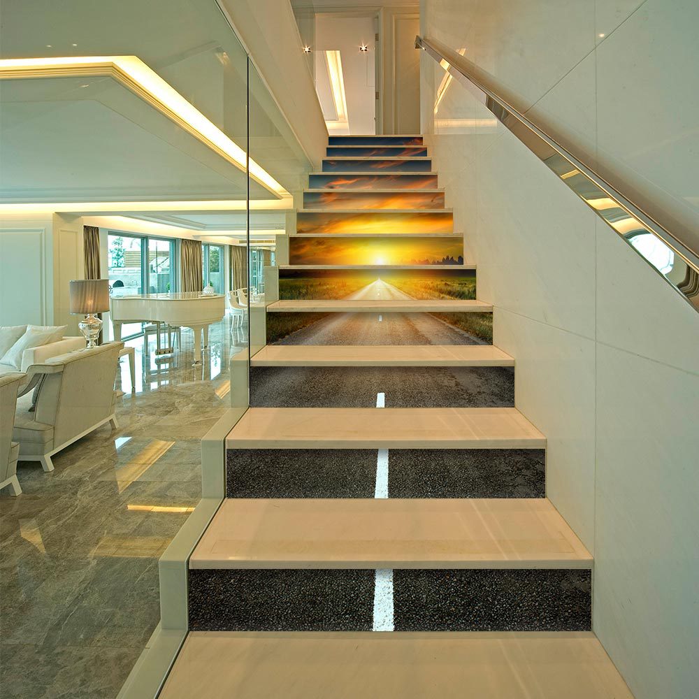 13 Pcs/Set 3D Stair Sticker Diy Highway Sunshine W... – Grandado