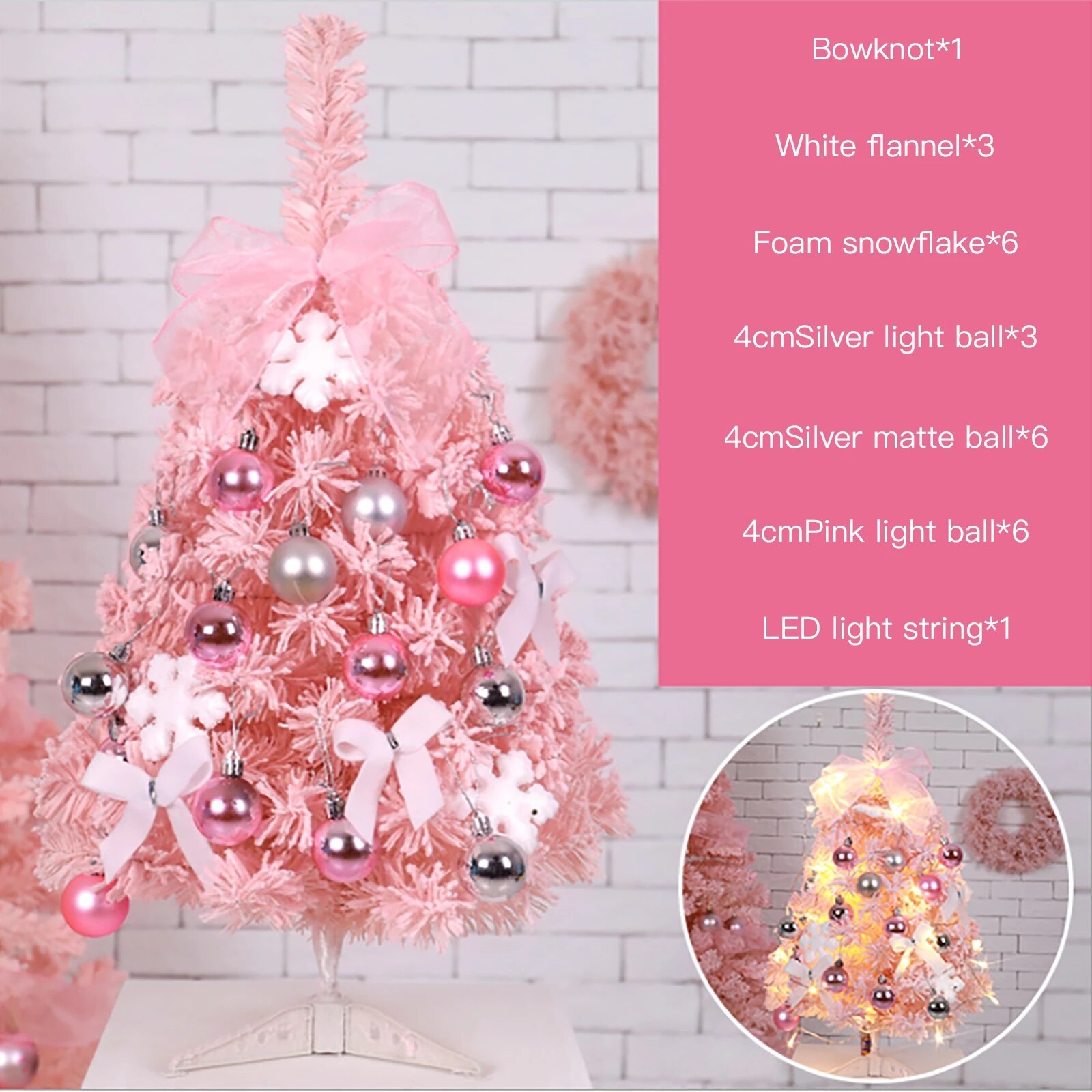 60cm Pink Christmas Tree For Home Decoration Kids ... – Vicedeal