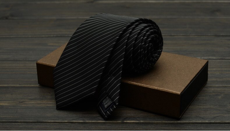 Men's Tie Brand Black Striped Necktie Tie Apparel ... – Grandado