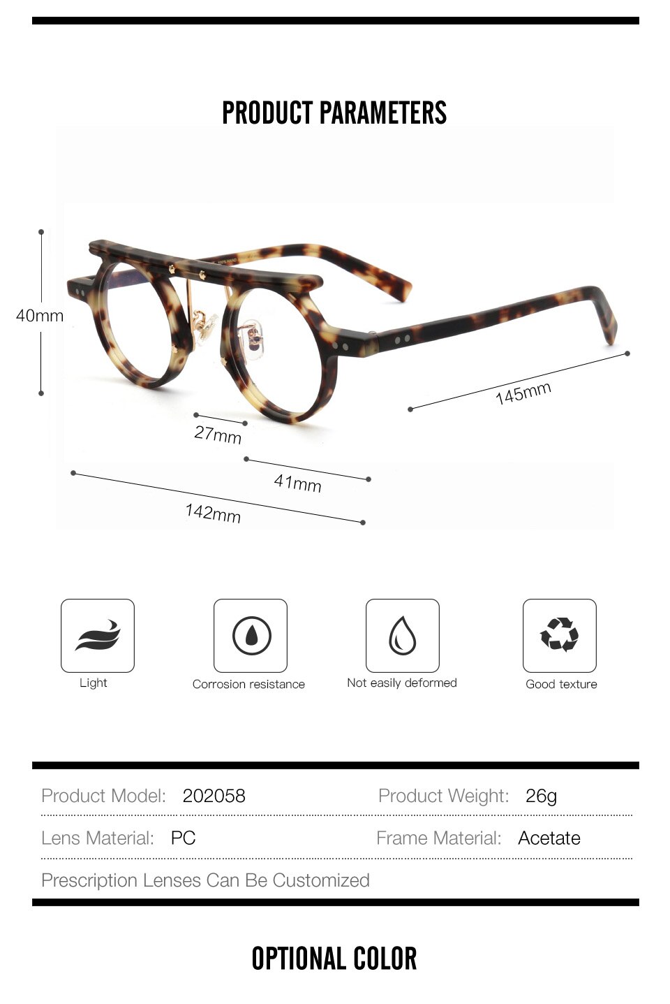 Acetate Round Hyperopia Eyeglasses Frames Men Vint... – Vicedeal