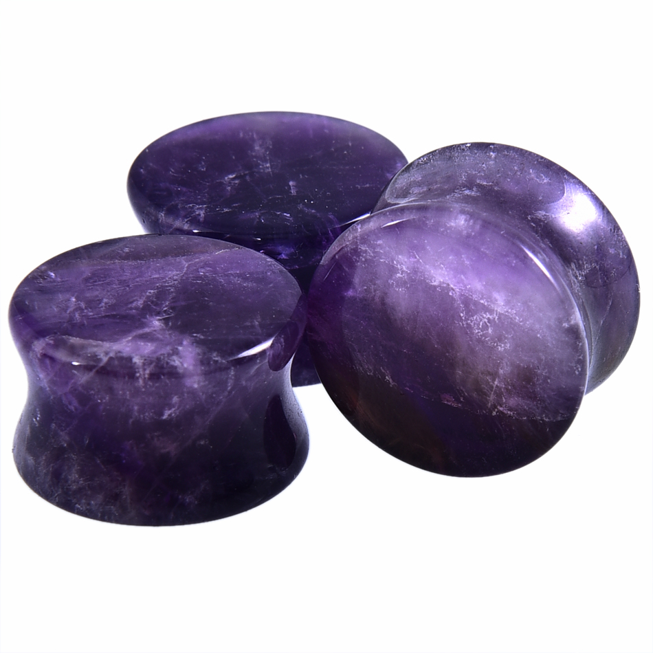 2pcs Purple Natural Stone Ear Plugs And Tunnels Ea... – Grandado