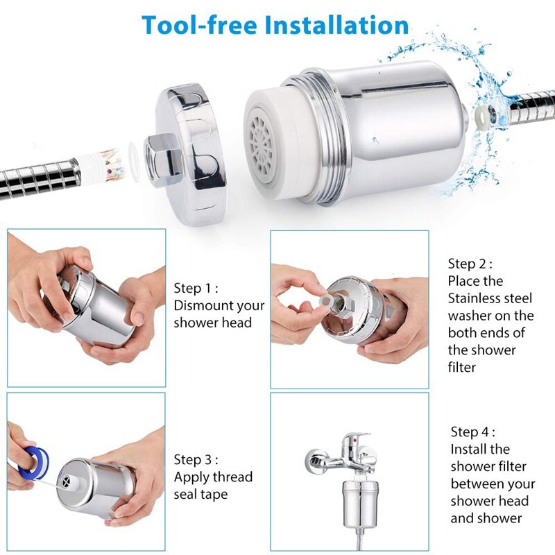 15- trins brusefilter - højtydende brusehovedfilte... – Grandado