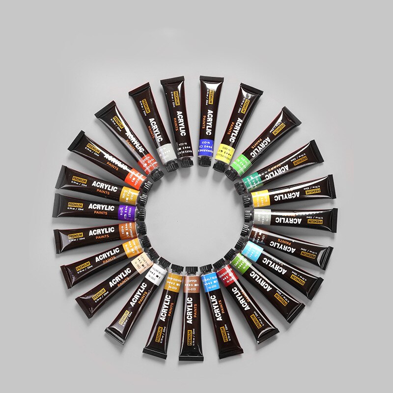 Waterproof 24 Colors Acrylic Paints 22ml Tubes Dra... – Vicedeal