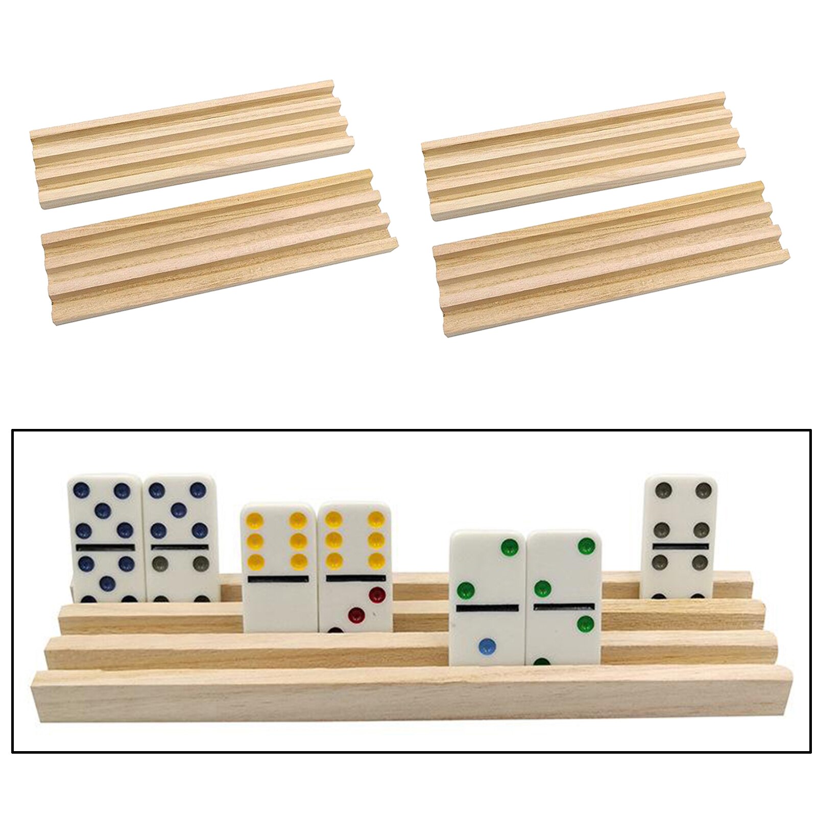 4 Pack Domino Tile Rack Wooden Domin Game Trays Ho... – Grandado