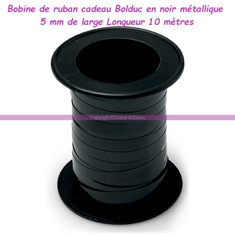 Spool Ribbon Bolduc black metal 5mm wide, length 1... – Grandado