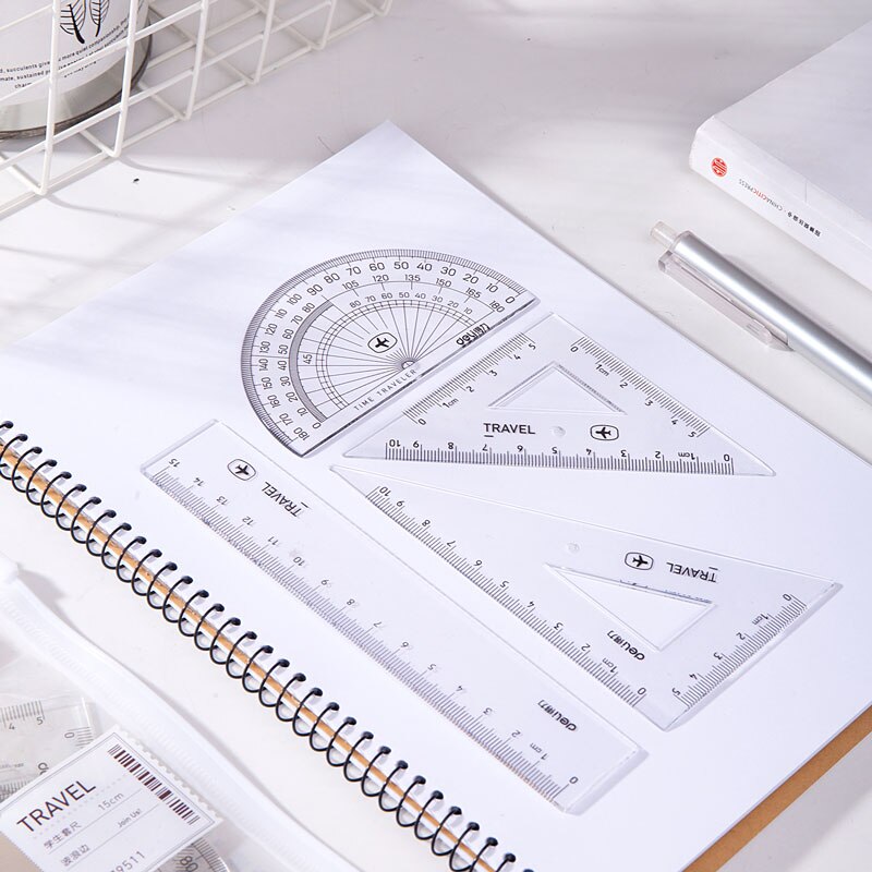 Deli 4pcs/set Transparent Straight Triangle Ruler ... – Grandado