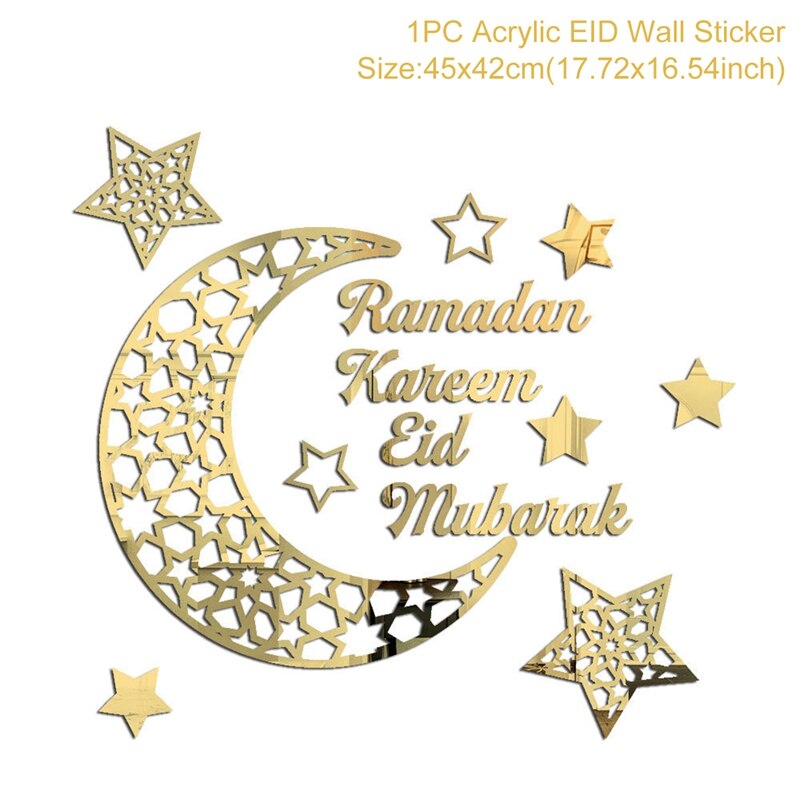 Eid Mubarak Acrylic Wall Stickers Ramadan Decorati... – Grandado