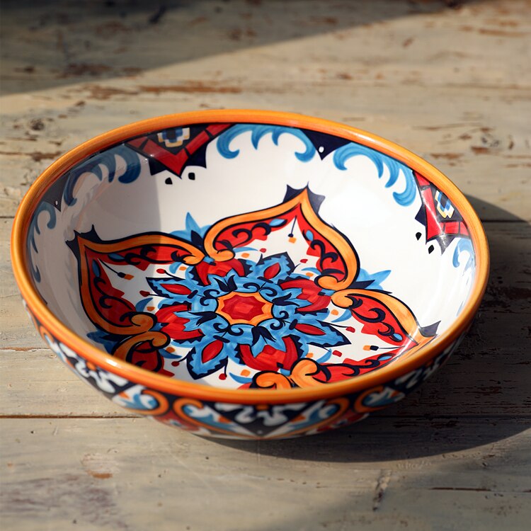 Bohemian Style Ceramic Deep Dish Underglaze Color ... – Vicedeal