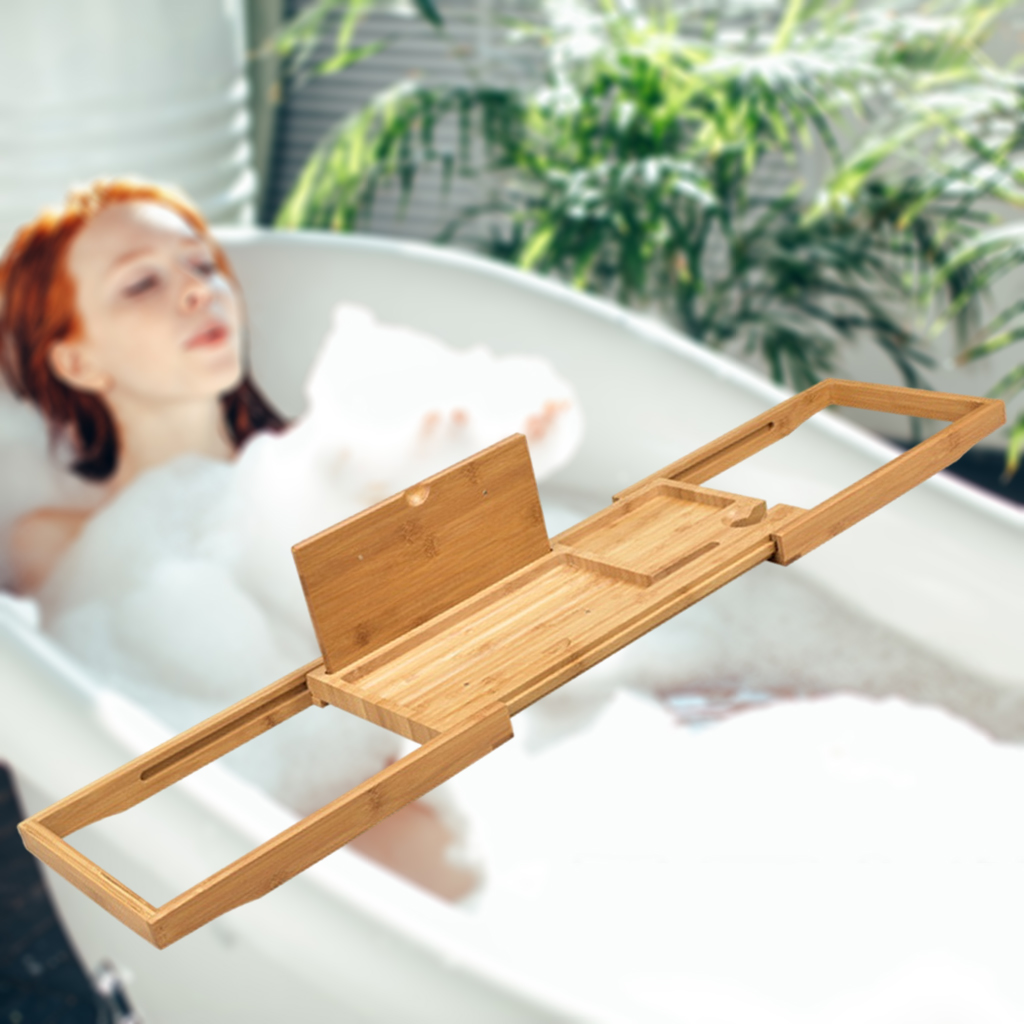 Wooden Bath Caddy Tray Extendable Bathtub Bridge B... – Vicedeal