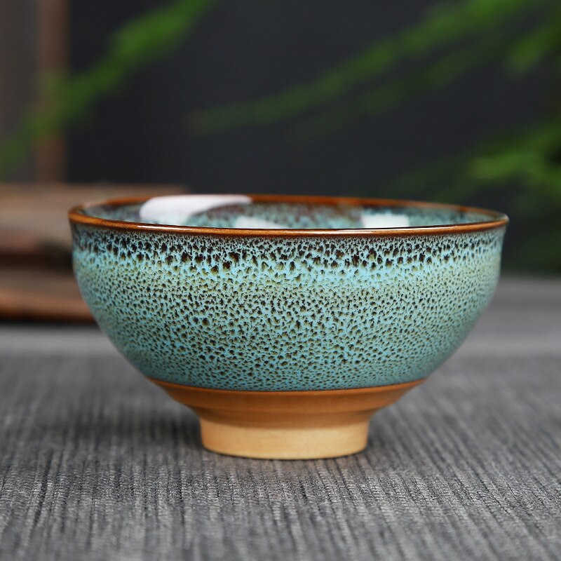 Ceramic teacup Kiln modified tea cup Tianmu glaze ... – Grandado
