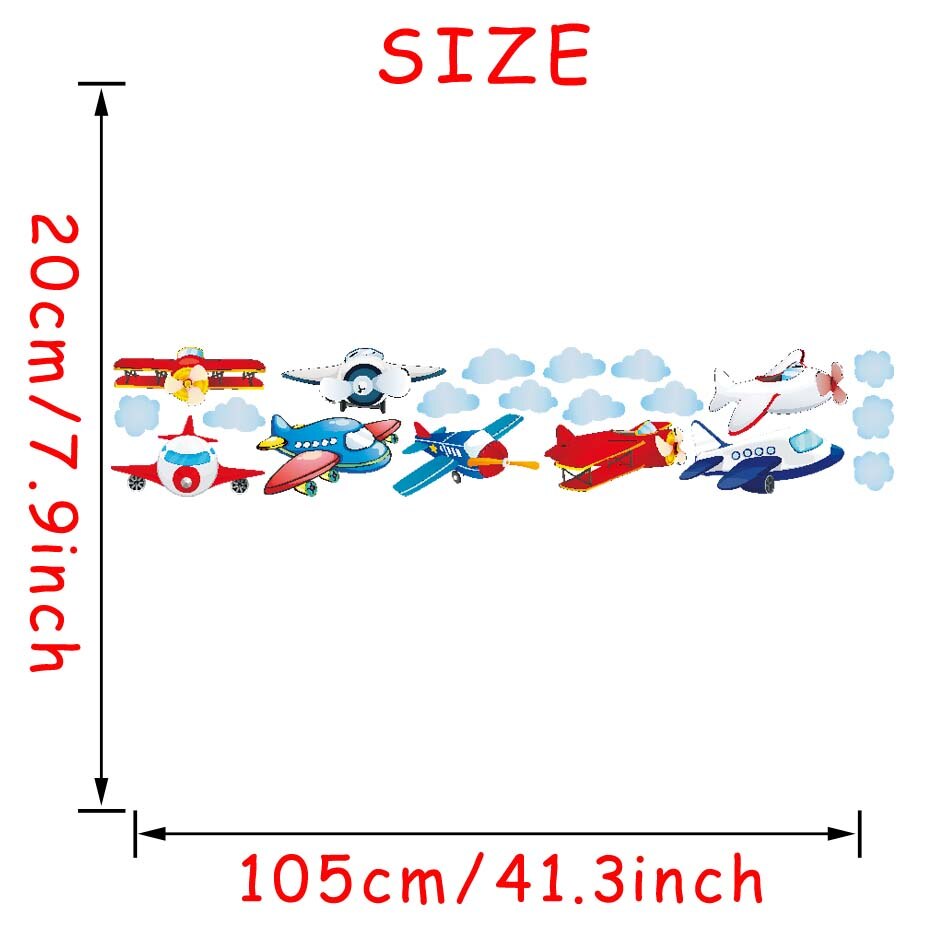 Cartoon Cloud Airplane Wall Art Decals Modern Home... – Grandado