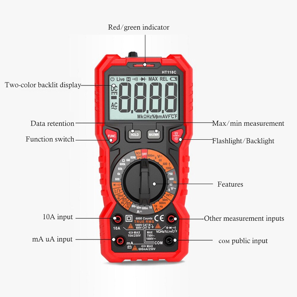 HT118 Digital Multimeter 6000 Count High-precision... – Grandado