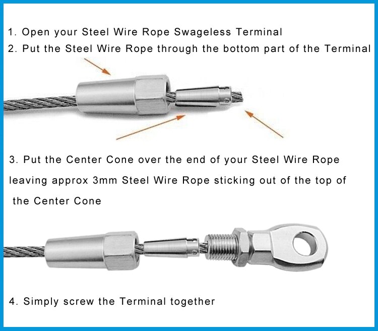 Marine Grade 316 Stainless Steel 4mm Swageless Eye... – Grandado